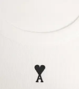 AMI Paris Cotton De Coeur Tank Top - White
