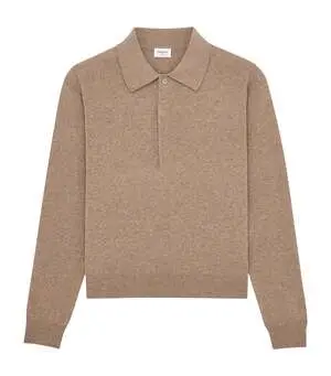 Saint Laurent Virgin Wool Polo Sweater - Beige