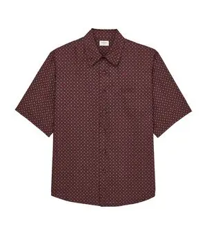 Saint Laurent Silk Hexagonal-pattern Shirt - Burgundy