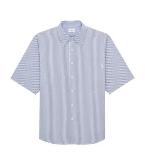 Saint Laurent Cotton Short-sleeve Cassandre Shirt - Nude