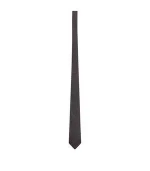 Saint Laurent Silk Striped Tie - Grey