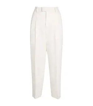 WITH NOTHING UNDERNEATH Linen Cristy Barrel Trousers - Ivory