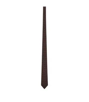 Saint Laurent Silk Paisley Motif Tie - Brown