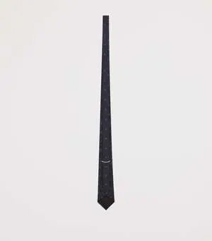 Saint Laurent Silk Striped Medallion Tie