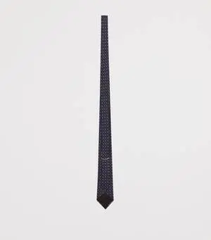 Saint Laurent Silk Geometric-pattern Tie