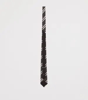 Saint Laurent Silk Striped Jacquard Neck Tie