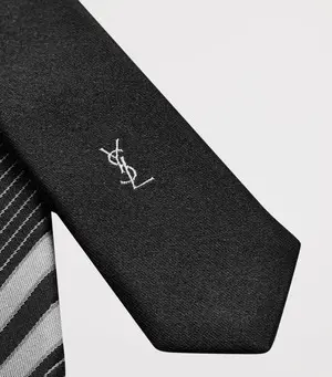 Saint Laurent Silk Striped Jacquard Neck Tie
