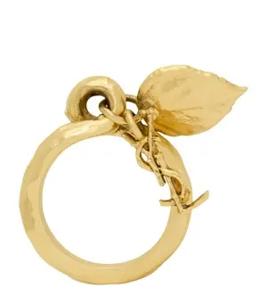 Saint Laurent Cassandre Leaf Charm Ring - Yellow