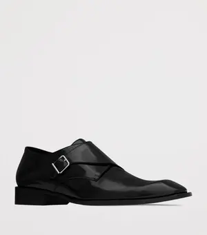 Saint Laurent Leather Connor Buckled Monk Shoes