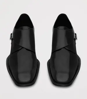 Saint Laurent Leather Connor Buckled Monk Shoes