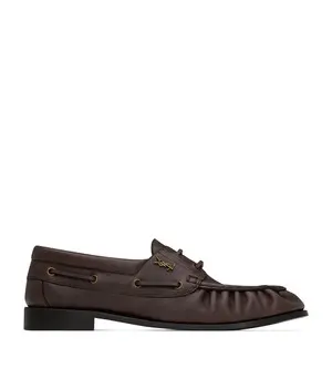 Saint Laurent Leather Bateau Le Loafers - Brown