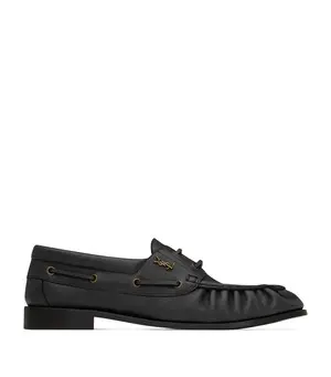 Saint Laurent Leather Bateau Le Loafers - Black