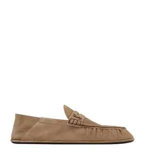 Saint Laurent Suede Foldable Le Loafers - Nude