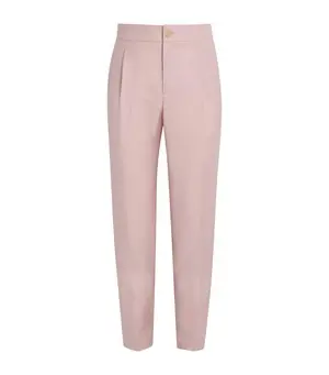 Isaia Wool-mohair-silk Comfort Trousers - Pink