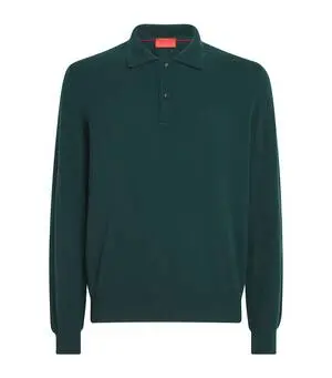 Isaia Cashmere Long-sleeve Polo Shirt - Green