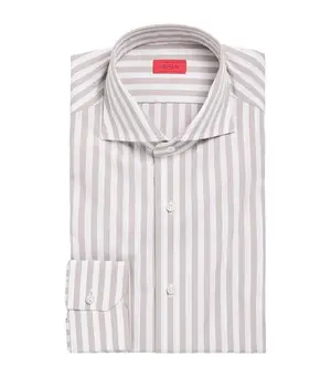 Isaia Cotton Stripe Shirt - Beige
