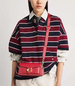 COACH Pebbled Leather Tabby 20 Shoulder Bag - Red