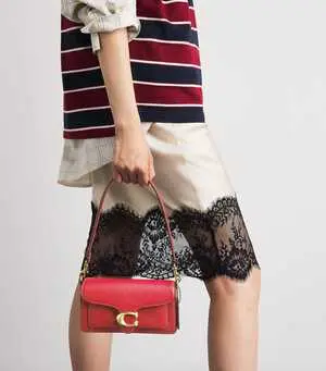 COACH Pebbled Leather Tabby 20 Shoulder Bag - Red