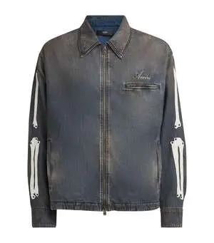 Amiri Lea Bones Denim Jacket - Grey