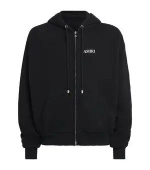 Amiri Cotton Logo Zip-up Hoodie - Black