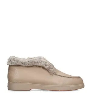 Santoni Suede Hadeel Ankle Boots - Beige