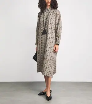 Eskandar Geometric Print Midi Shirt Dress
