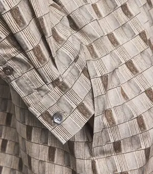 Eskandar Geometric Print Midi Shirt Dress