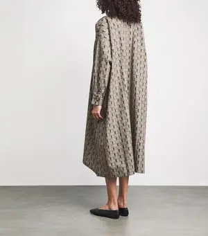Eskandar Geometric Print Midi Shirt Dress