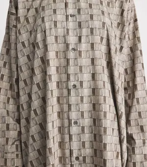 Eskandar Geometric Print Midi Shirt Dress