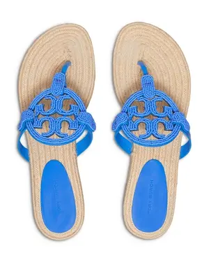 Tory Burch Beaded Espadrille Sandals - Deep Blue