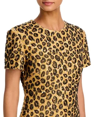 TOCCIN Yvette Embellished Leopard Print Dress
