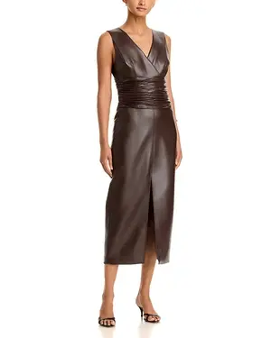 TOCCIN Fabiana Faux Leather Midi Dress