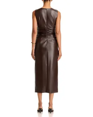 TOCCIN Fabiana Faux Leather Midi Dress