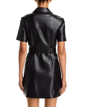 TOCCIN Lydia Belted Faux Leather Mini Dress