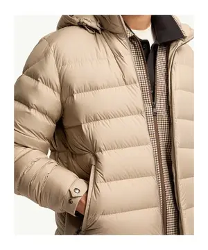 Moncler Arneb Hooded Short Down Jacket With Leather Trim