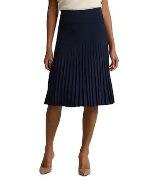St. John Rivieracrep Knit Pleated Midi Skirt