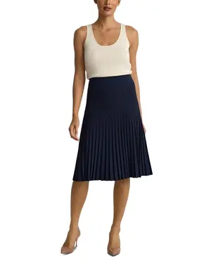 St. John Rivieracrep Knit Pleated Midi Skirt