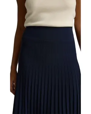 St. John Rivieracrep Knit Pleated Midi Skirt