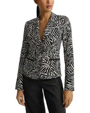 St. John Zebra Print Notched Collar Blazer