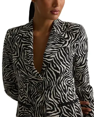 St. John Zebra Print Notched Collar Blazer