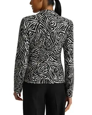 St. John Zebra Print Notched Collar Blazer