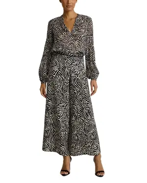 St. John Printed V Neck Tunic Top