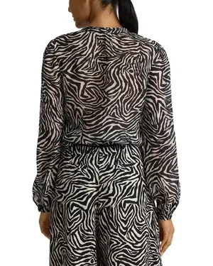 St. John Printed V Neck Tunic Top