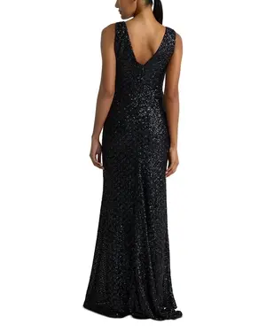 St. John Sequin Embroidered Gown