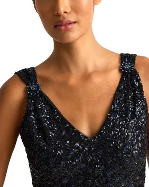 St. John Sequin Embroidered Gown