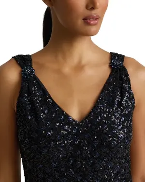St. John Sequin Embroidered Gown