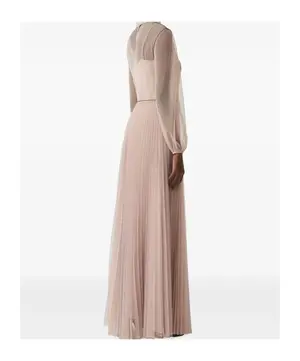 Fabiana Filippi Pleated Tulle Maxi Dress With Lace Collar