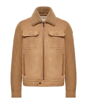 Moncler Zerique Zip-up Shearling Collar Jacket - Camel Beige