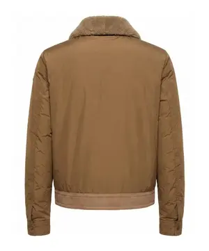 Moncler Zerique Zip-up Shearling Collar Jacket - Camel Beige