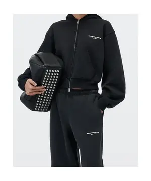 Alexander Wang Logo Print Zip-up Hoodie
